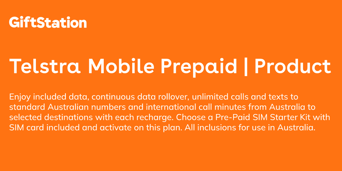 Telstra Mobile Prepaid | Product | GiftStation Australia