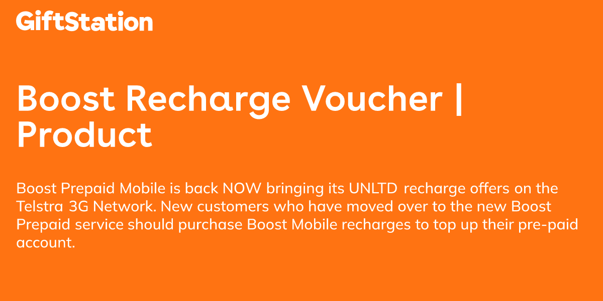 Boost Recharge Voucher | Product | GiftStation Australia